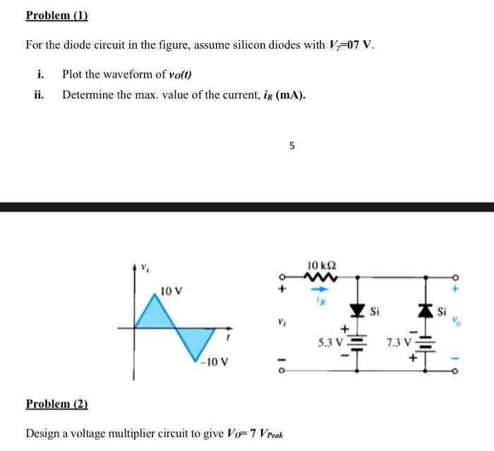 Solved For the diode circuit in the figure, assume silicon | Chegg.com