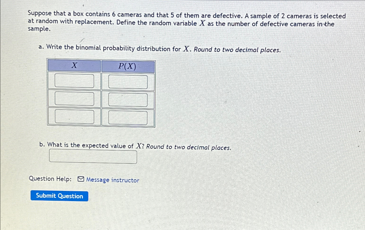 Solved Suppose that a box contains 6 ﻿cameras and that 5 ﻿of | Chegg.com
