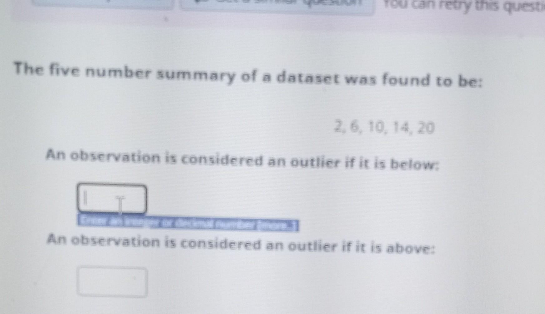 Solved The five number summary of a dataset was found to be: | Chegg.com