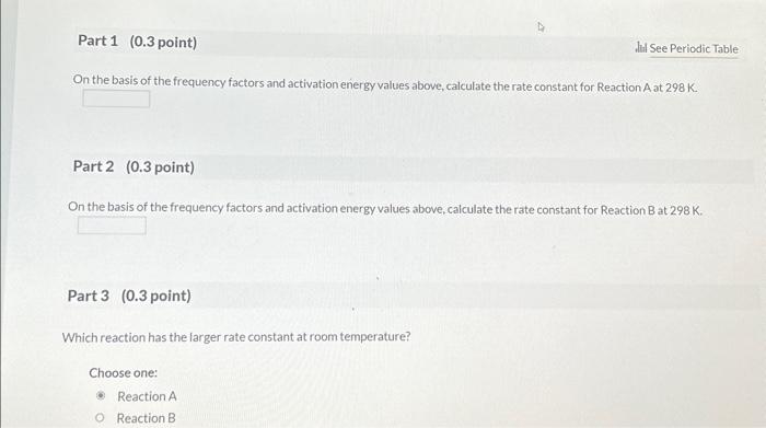Solved 11 Question (1 point) Reaction A | Chegg.com