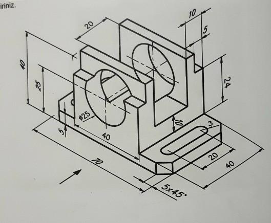 Solved The piece given with its dimensions; Draw the Front | Chegg.com