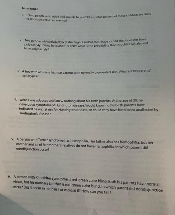 Solved Defective Alleles (genes) Some human genetic | Chegg.com