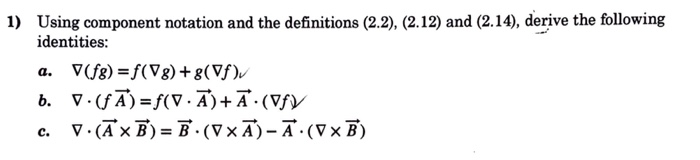 Solved 1) Using component notation and the definitions | Chegg.com