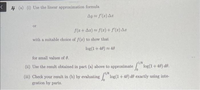 Solved (a) (i) Use the linear approximation formula | Chegg.com