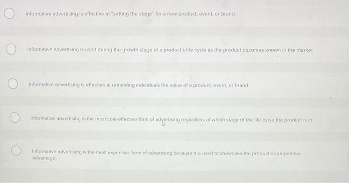 Solved Which of the following statements about informative | Chegg.com