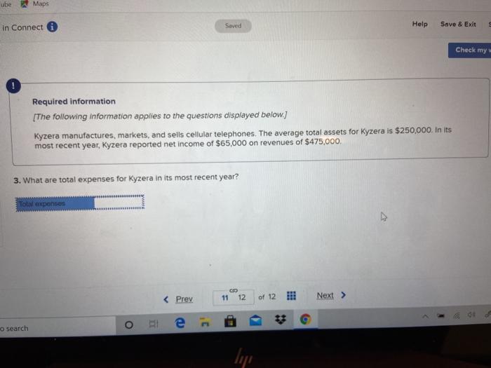 Solved ube Maps in Connect Saved Help Save & Exit Check my | Chegg.com