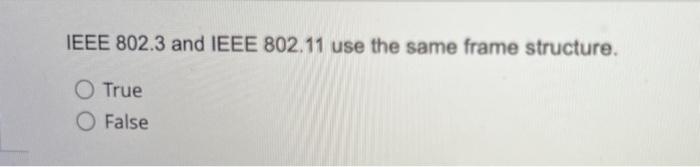 Solved IEEE 802.3 and IEEE 802.11 use the same frame | Chegg.com
