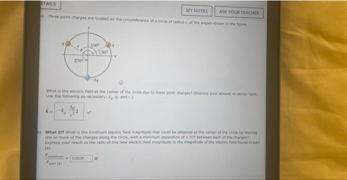 Solved 3) Three point charges are lacated on the | Chegg.com