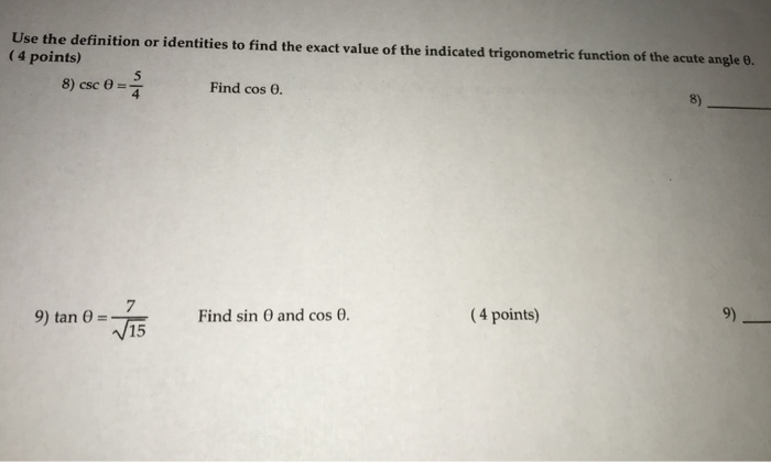 Solved Use identities to find the exact value of the | Chegg.com