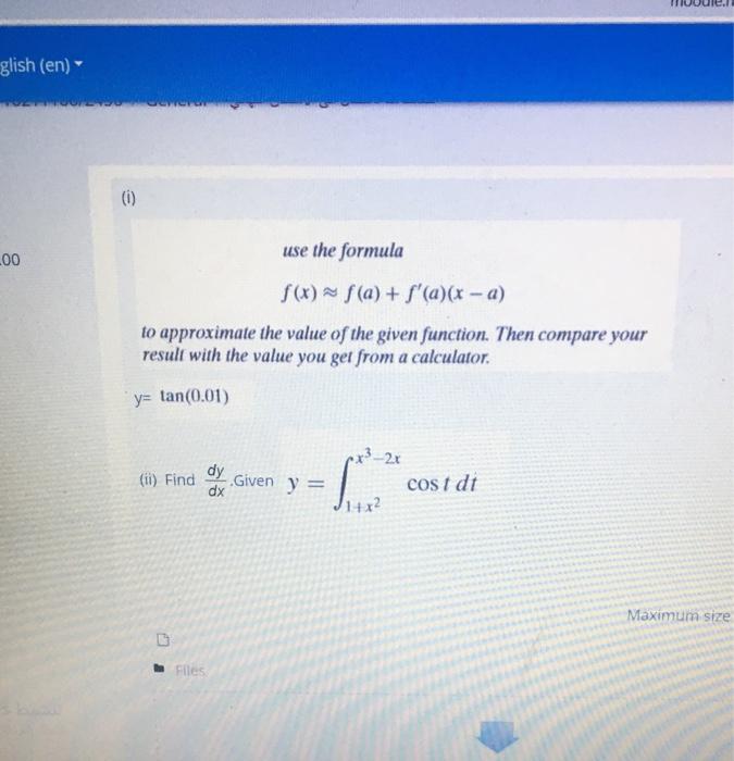 Solved glish (en) USLY CVR (1) 200 use the formula f(x) f(a) | Chegg.com