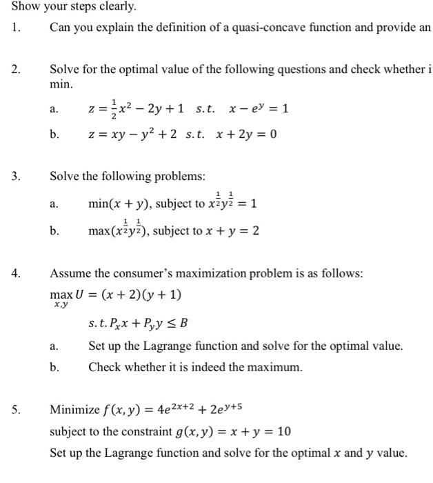 Show Your Steps Clearly 1 Can You Explain The