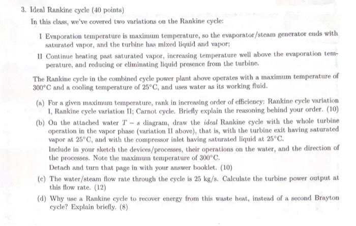Solved 3. Ideal Rankine cycle (40 points) In this class, | Chegg.com