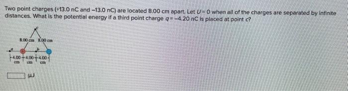 Solved Two point charges ( +13.0nC and −13.0nC) are located | Chegg.com