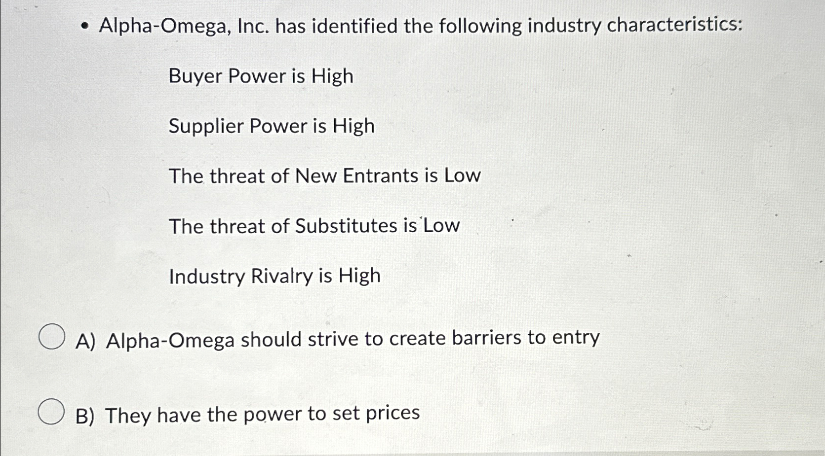 Solved Alpha-Omega, Inc. has identified the following | Chegg.com