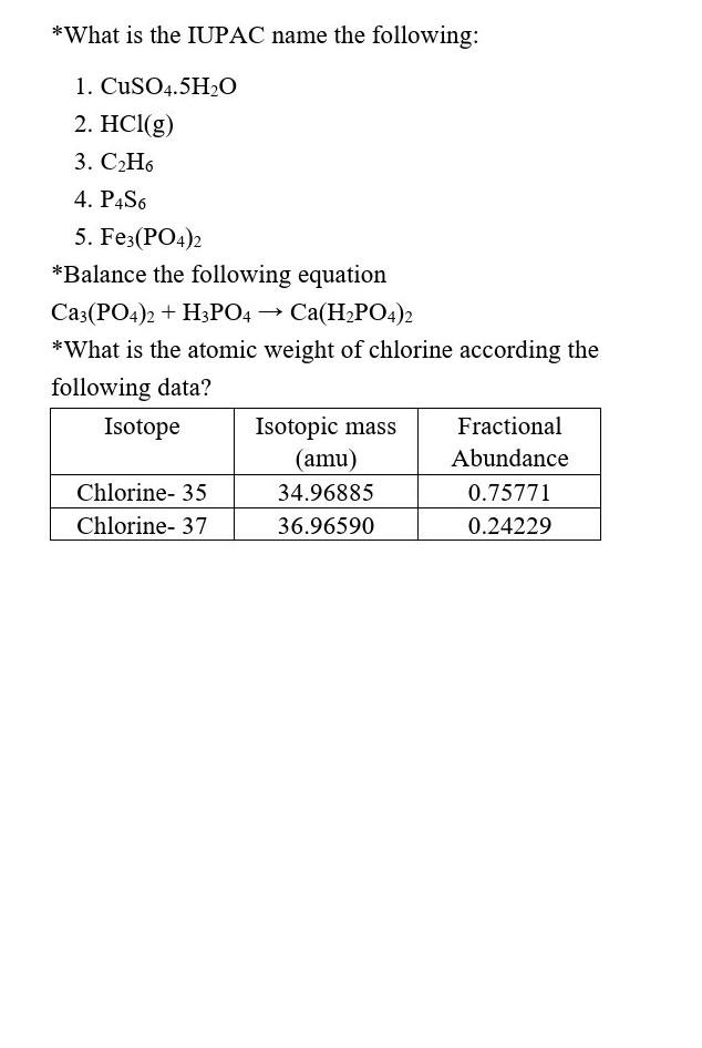 Solved *What is the IUPAC name the following: 1. CuSO4.5H2O | Chegg.com