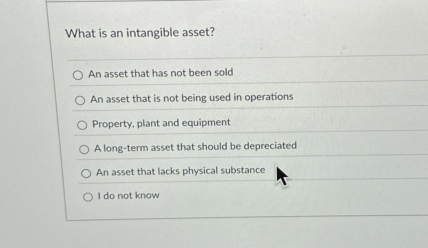 Solved What is an intangible asset?An asset that has not | Chegg.com