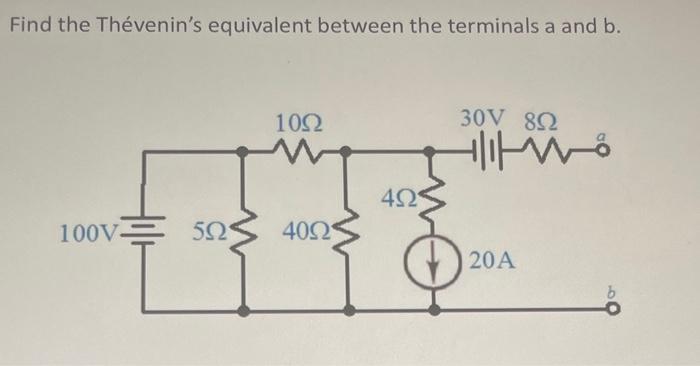 Solved Find the Thévenin's equivalent between the terminals | Chegg.com