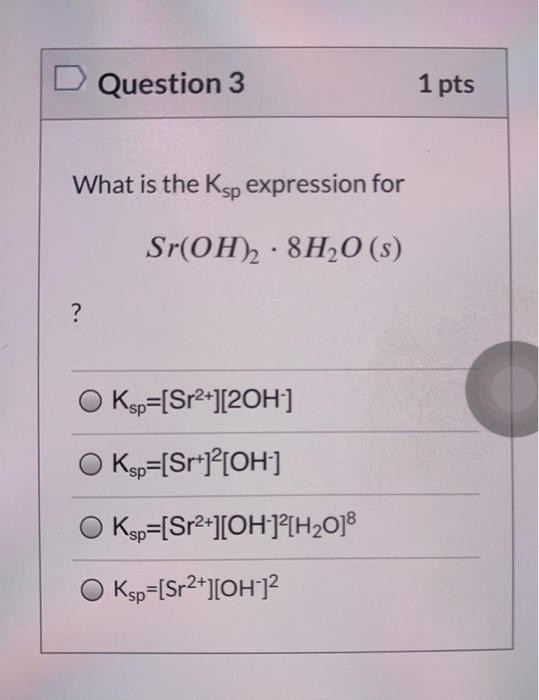 Solved D Question 1 1 pts The Ksp of Pblz is 1.4 x 10-8. | Chegg.com