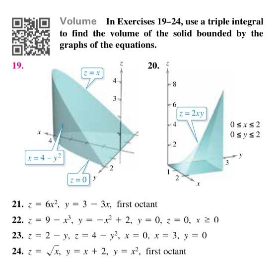 Solved Volume In Exercises 19–24, use a triple integral to | Chegg.com