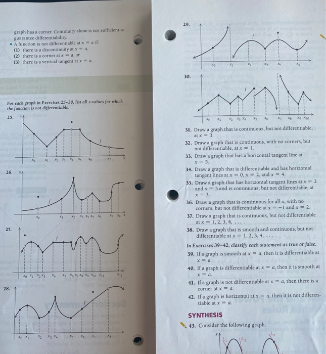Solved 29. graph has a corner. Continuity alone is not | Chegg.com
