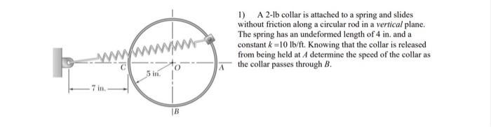 Solved 1) A 2-Ib collar is attached to a spring and slides | Chegg.com
