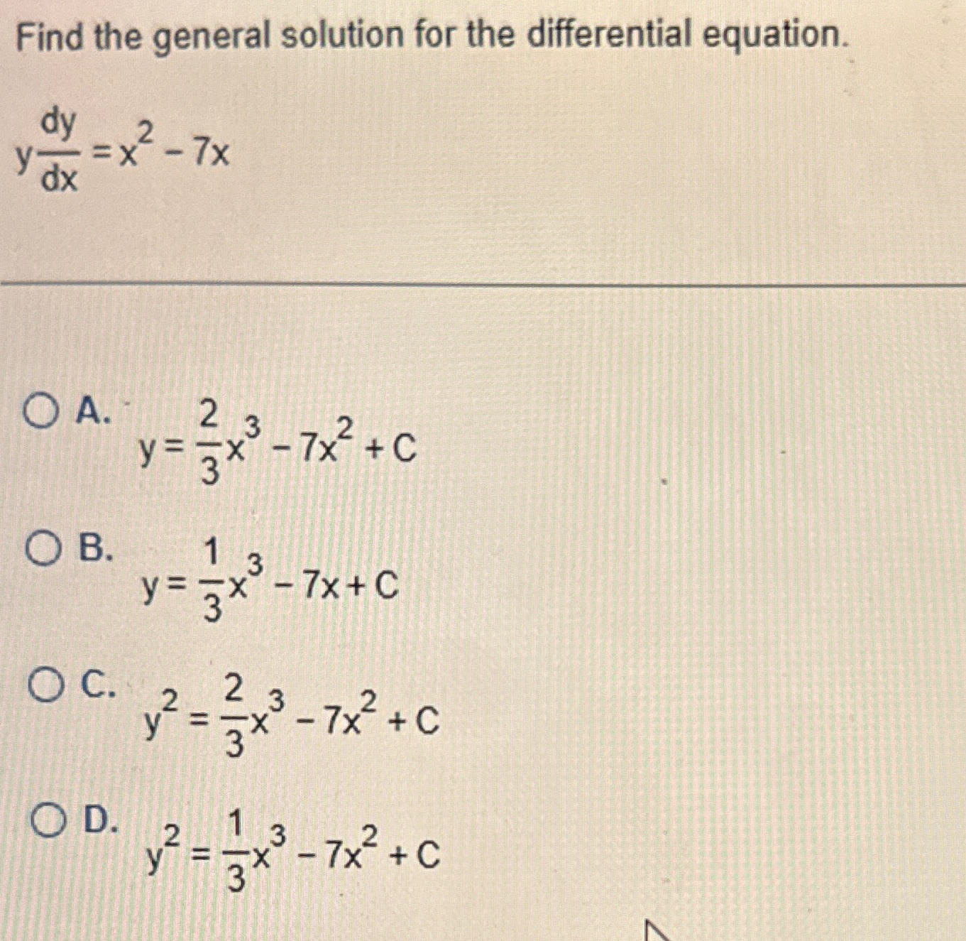 Solved Find the general solution for the differential | Chegg.com