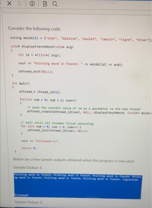 Solved Consider the following code: Below are a few sample | Chegg.com
