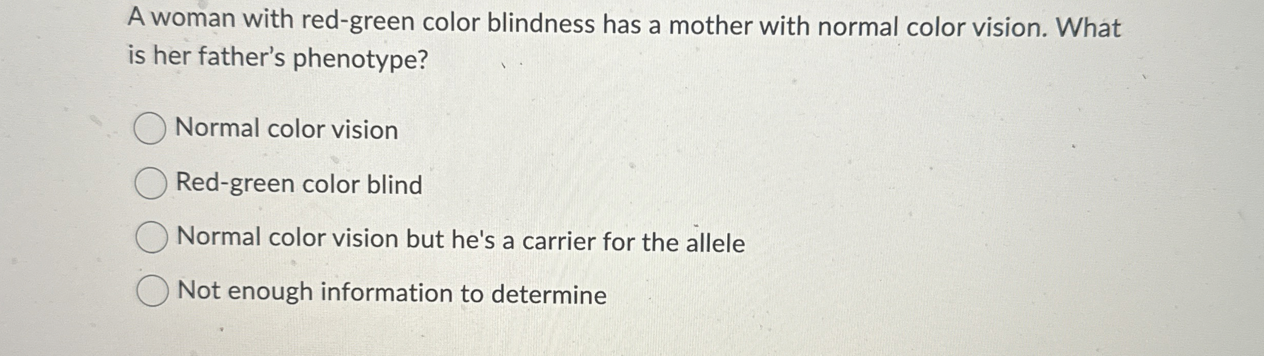 Solved A woman with red-green color blindness has a mother | Chegg.com