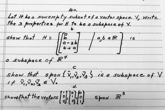 Solved 4a. Let It be a non empty subset of a vector space Y, | Chegg.com