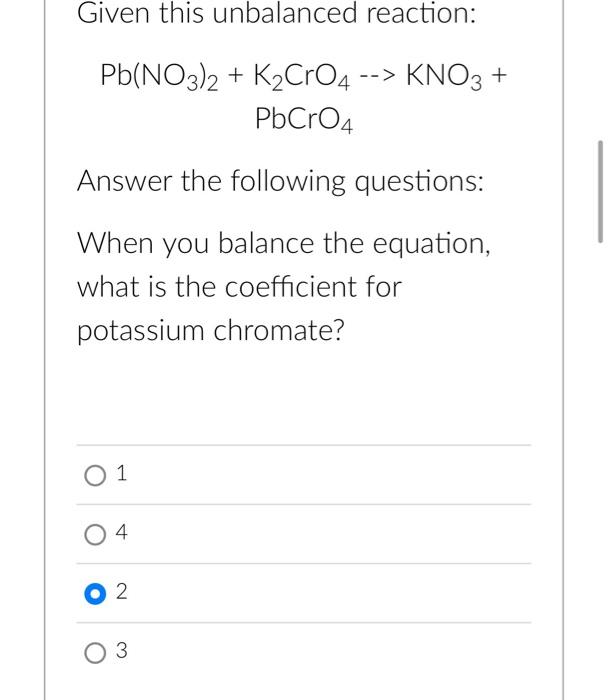 Solved Given this unbalanced reaction: | Chegg.com