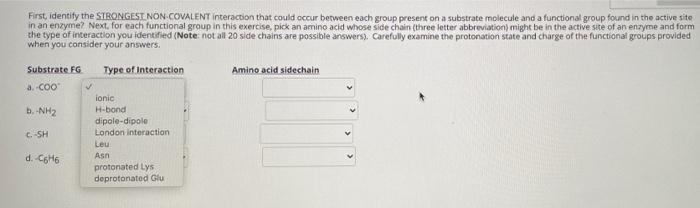 Solved First, identity the STRONGEST NON-COVALENT | Chegg.com