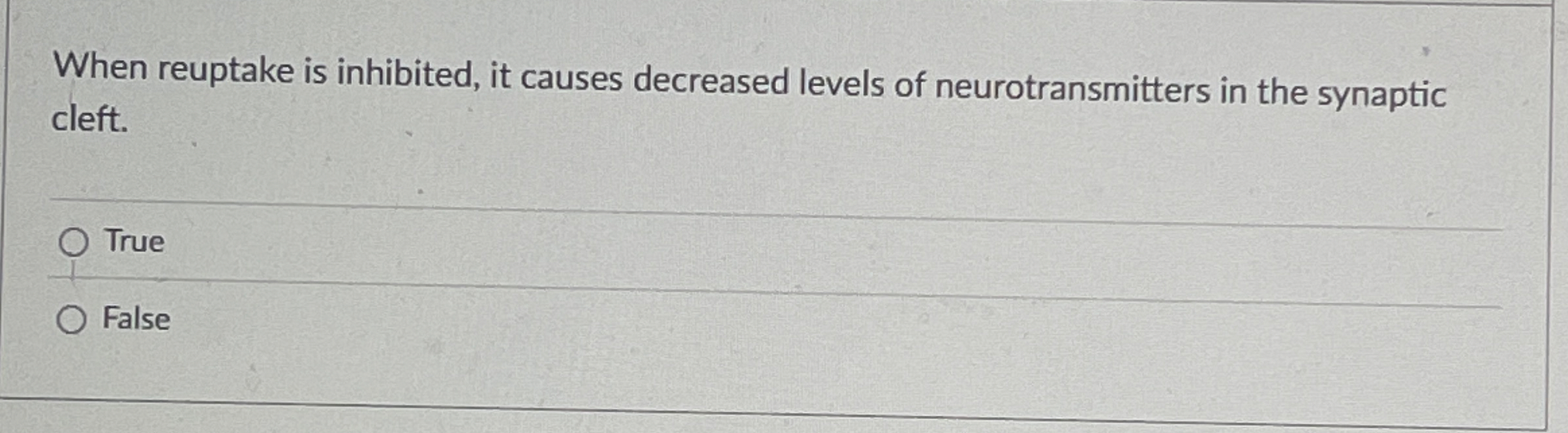 When reuptake is inhibited, it causes decreased | Chegg.com