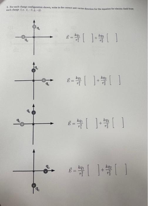 Solved 3. For each charge configuration shown, write in the | Chegg.com