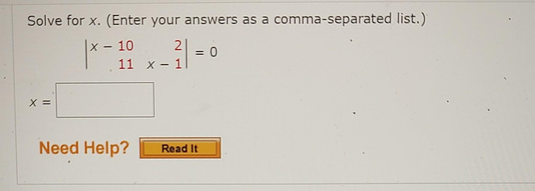 Solved Solve for x. (Enter your answers as a comma-separated | Chegg.com