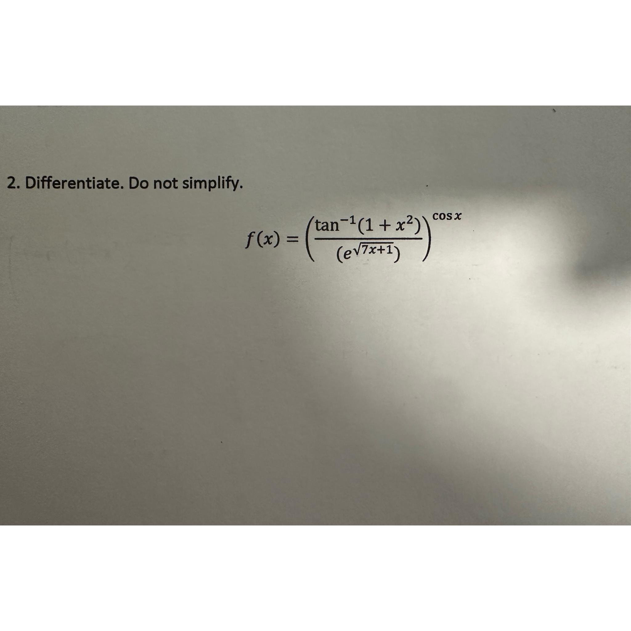 Solved Differentiate. Do not | Chegg.com