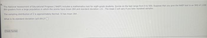 Solved The National Assessment of Educational Progress (NAC) | Chegg.com