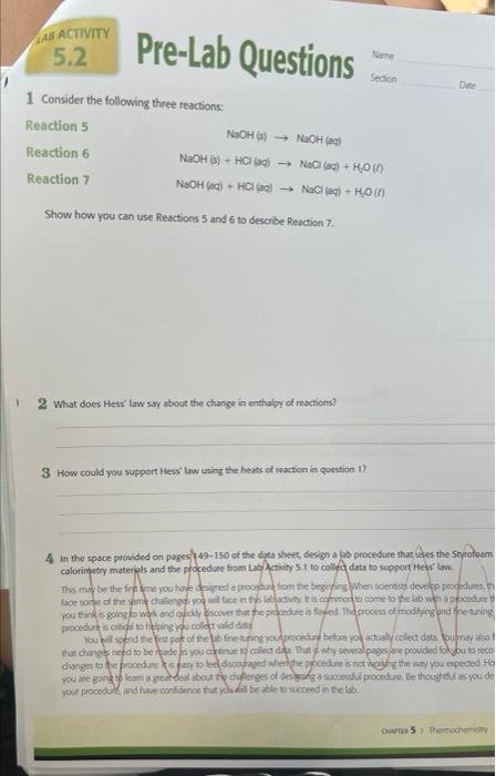 Solved 1 Consider the following three reactions: Reaction 5 | Chegg.com
