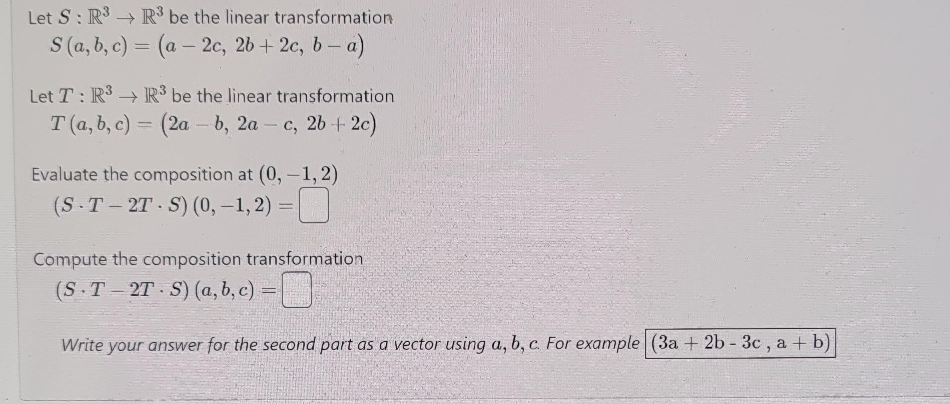 Solved Let S:R3→R3 be the linear transformation | Chegg.com