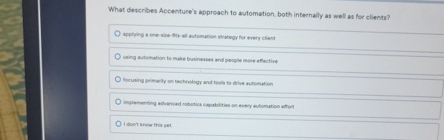 Solved What describes Accenture's approach to automation, | Chegg.com