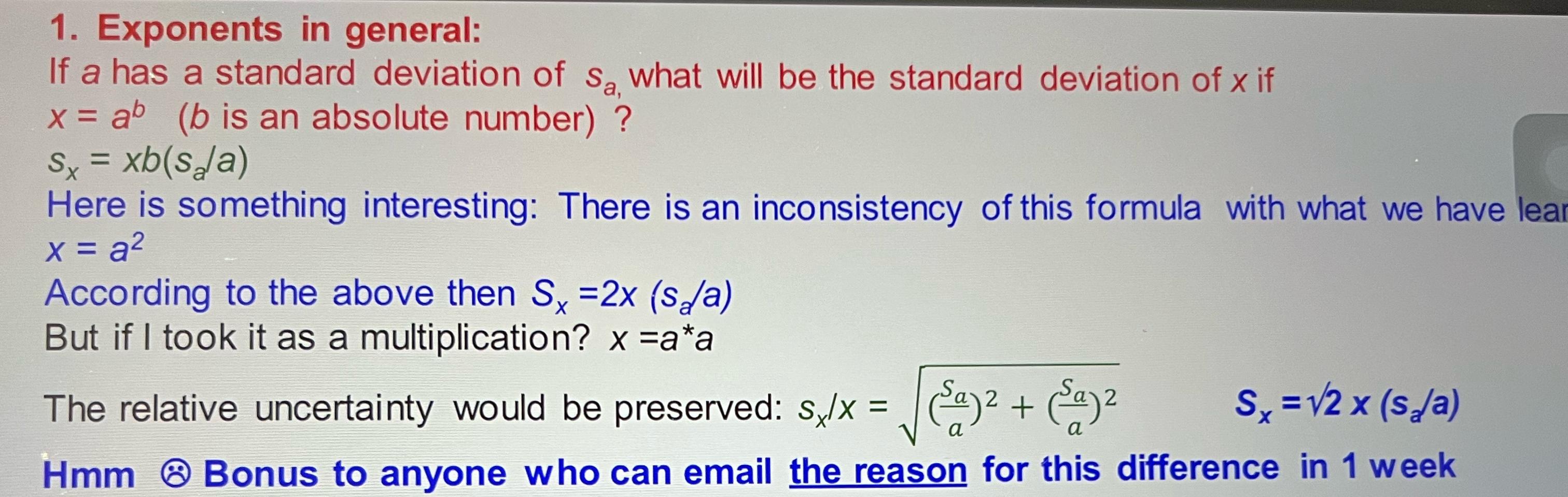 Solved Exponents in general:If a has a standard deviation of | Chegg.com