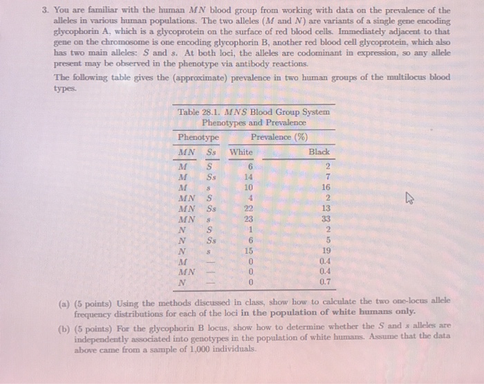 3. You are familiar with the human MN blood group | Chegg.com