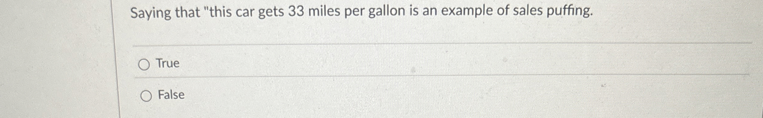 Solved Saying that "this car gets 33 ﻿miles per gallon is an | Chegg.com