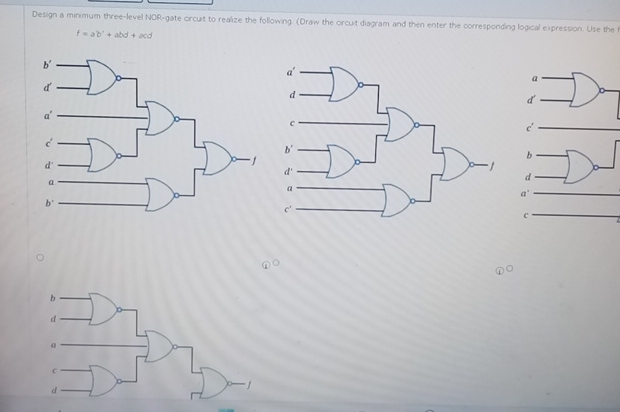Design a minmum three-level NOR-gate crcut to reaize | Chegg.com