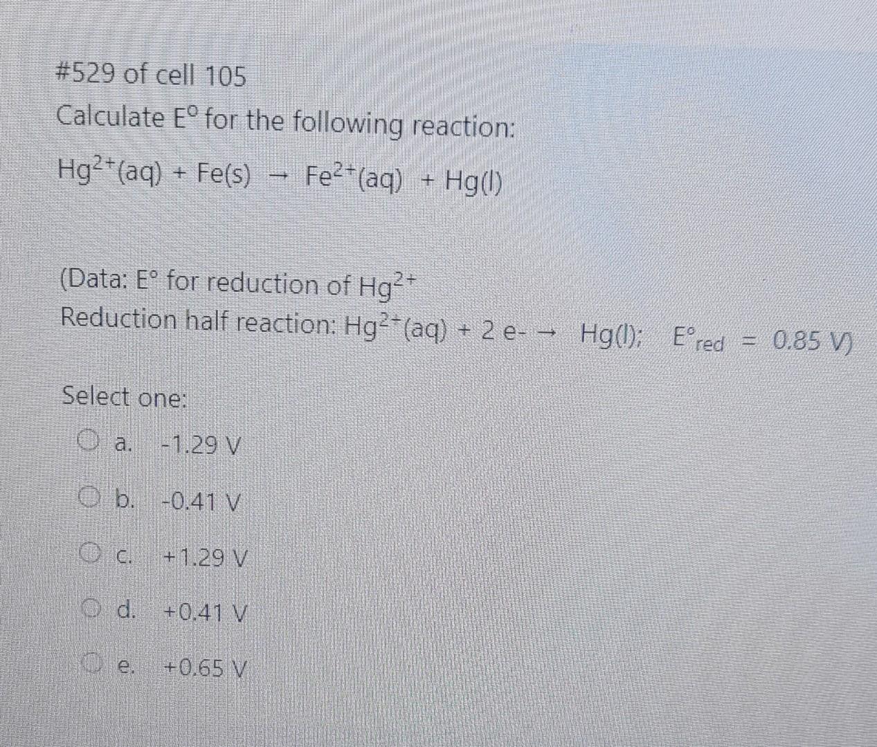 [solved] Calculate E {0} For The Following Reacti