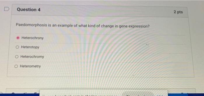 Solved D Question 4 Paedomorphosis is an example of what | Chegg.com