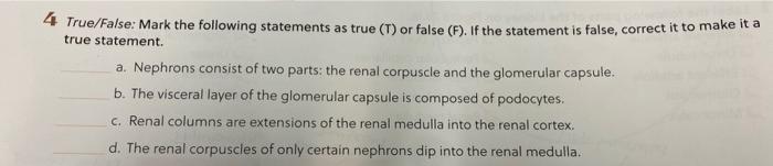 Solved 4. True/Fa/se: Mark the following statements as true | Chegg.com