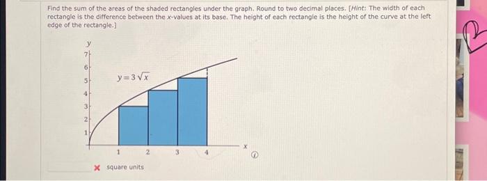 Solved Find the sum of the areas of the shaded rectangles | Chegg.com