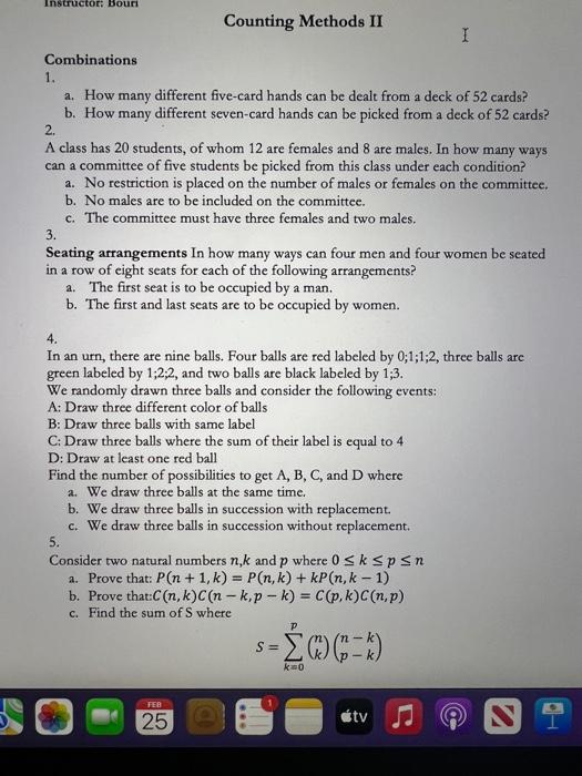 Solved Combinations 1. a. How many different five-card hands | Chegg.com