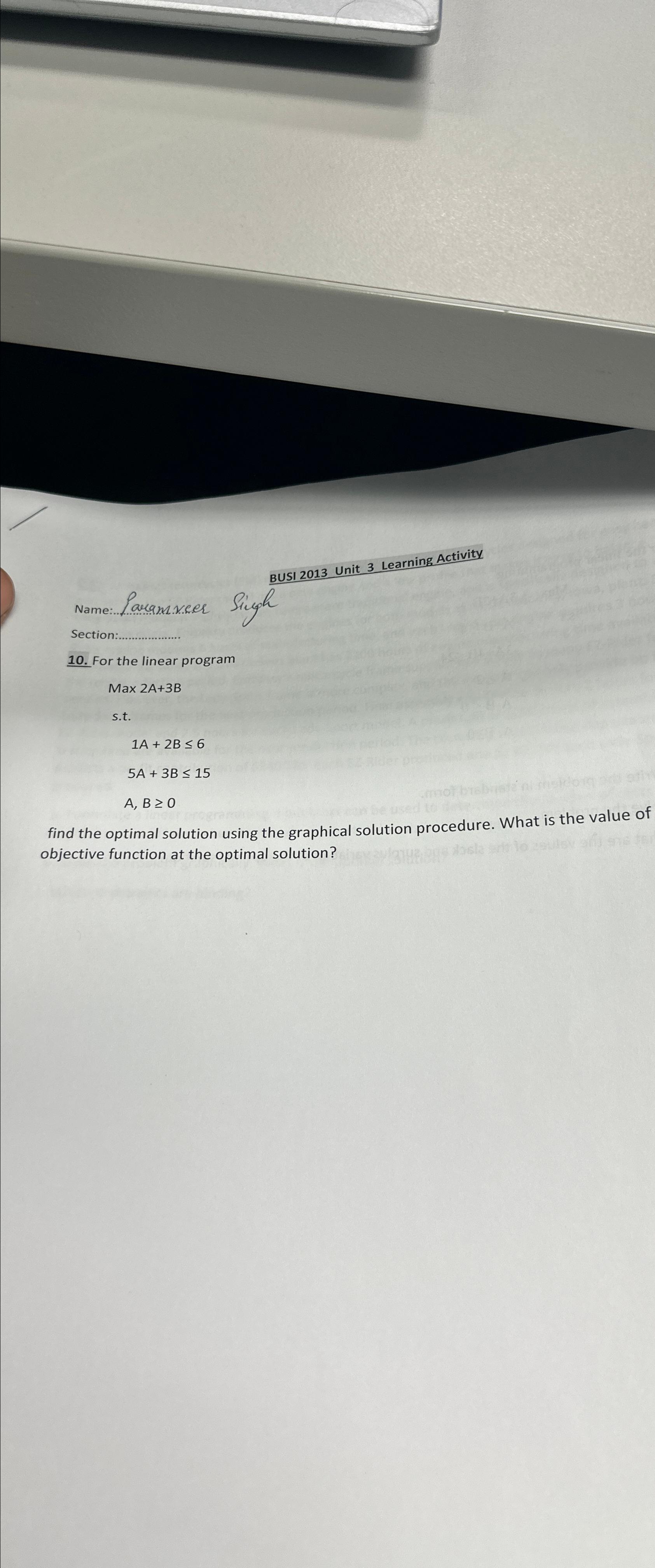Solved BUSI 2013 ﻿Unit 3 ﻿Learning | Chegg.com