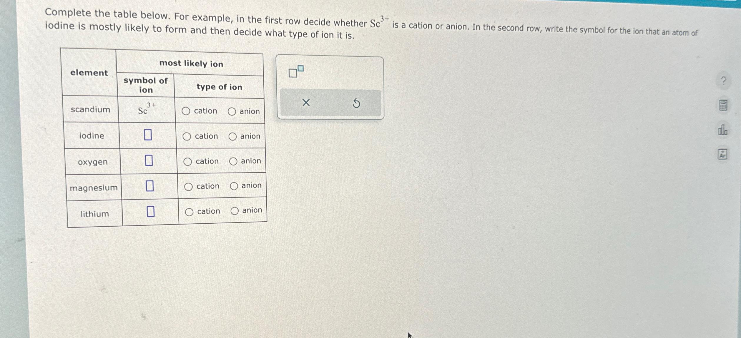 Solved Complete the table below. For example, in the first | Chegg.com